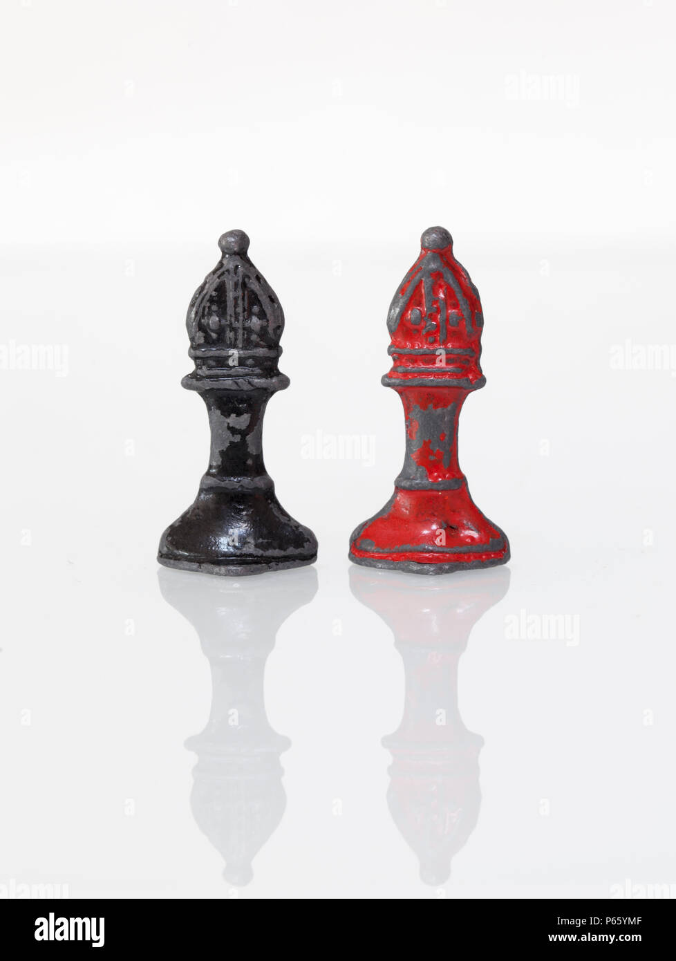 Vintage Die Cast Metal Chess Pieces - Bishops Stock Photo - Alamy