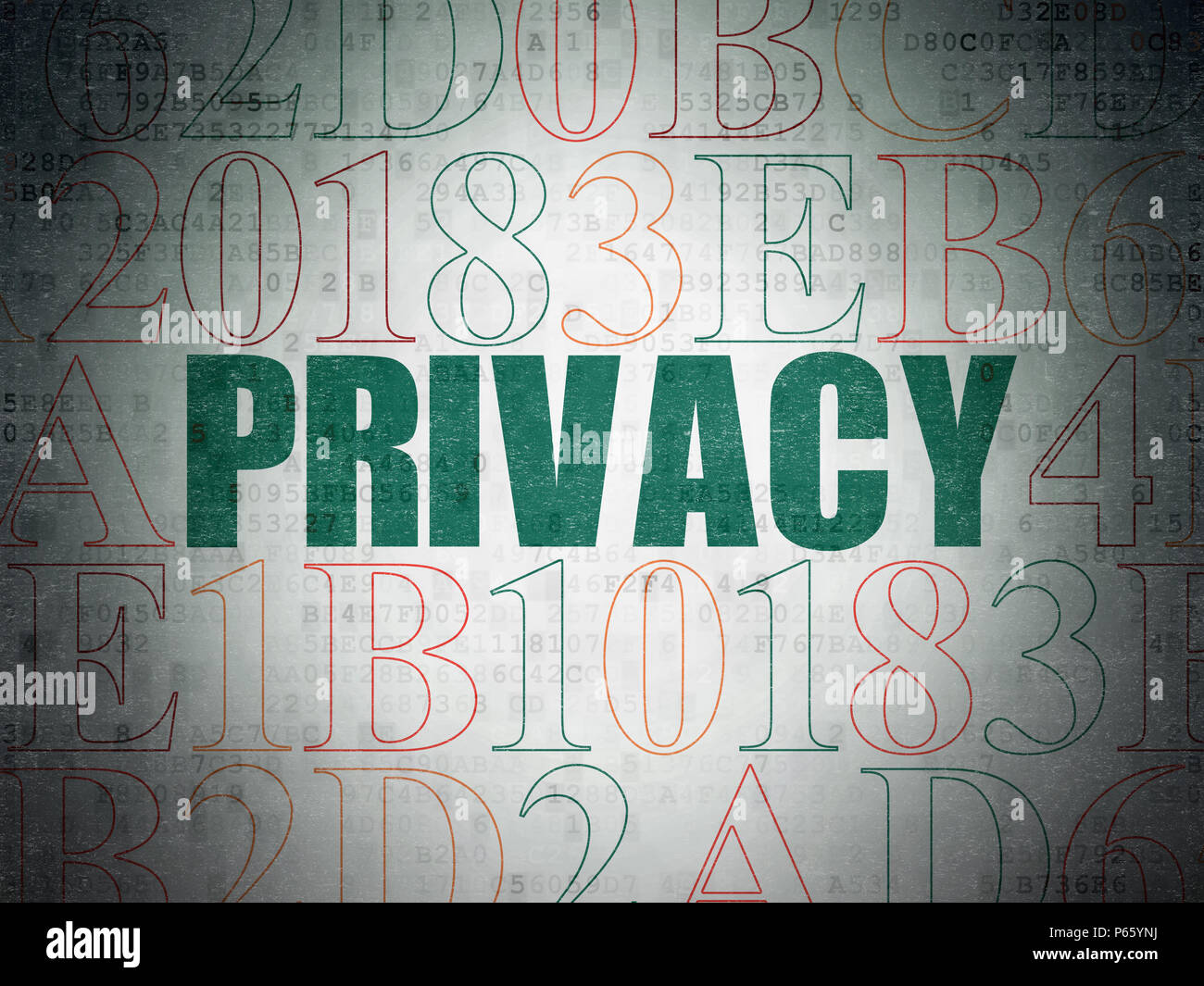 Privacy concept: Painted green text Privacy on Digital Data Paper background with Hexadecimal ...