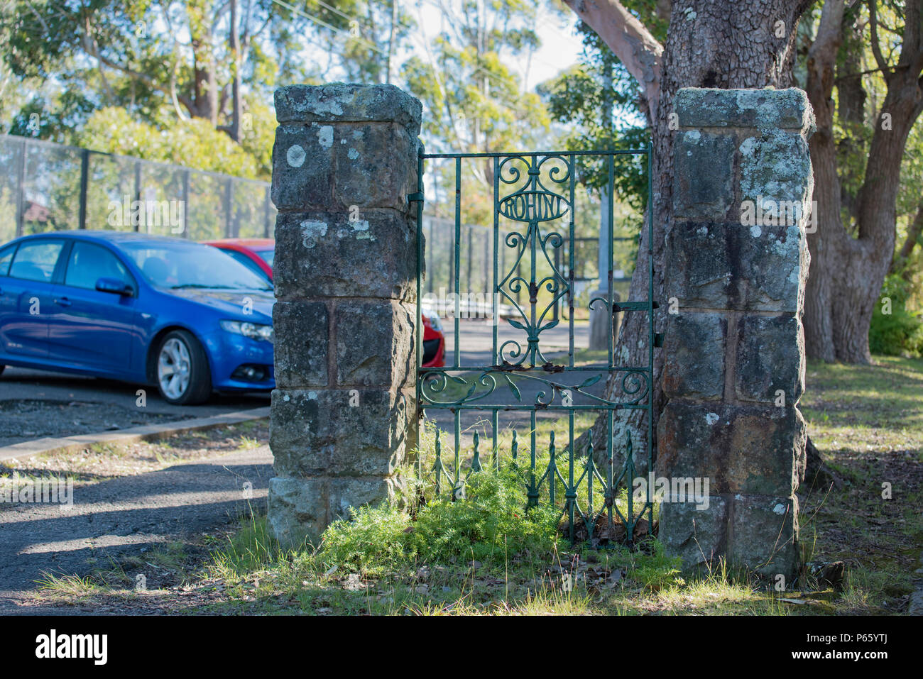 The heritage listed remnant gate and gate posts of the original Rohini ...