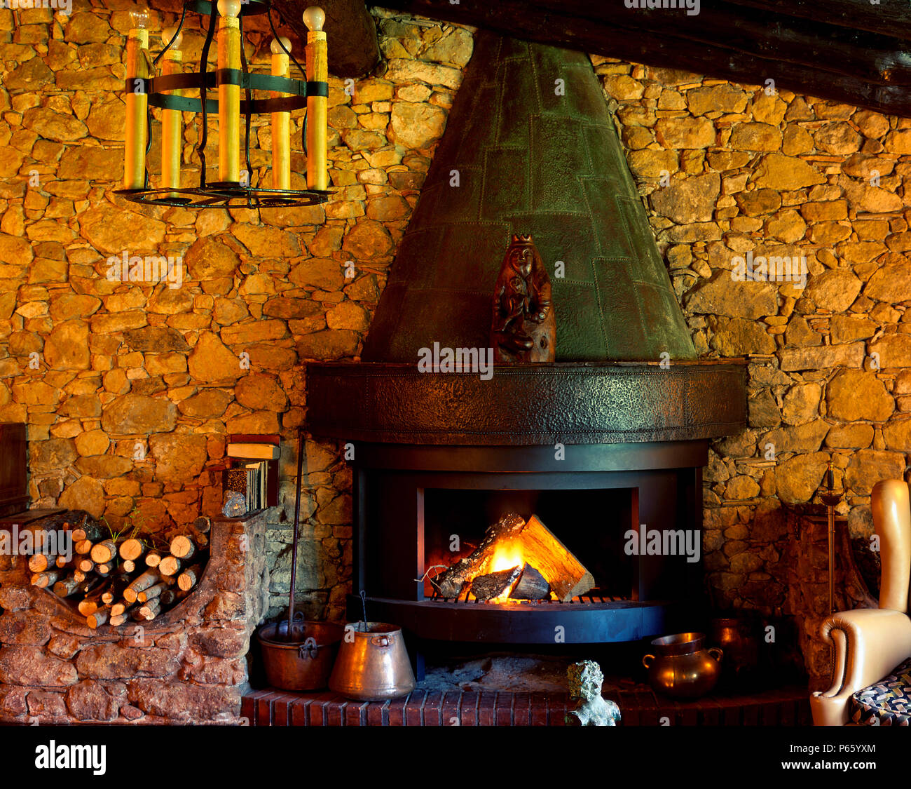 Wooden fireplace beam hi-res stock photography and images - Alamy