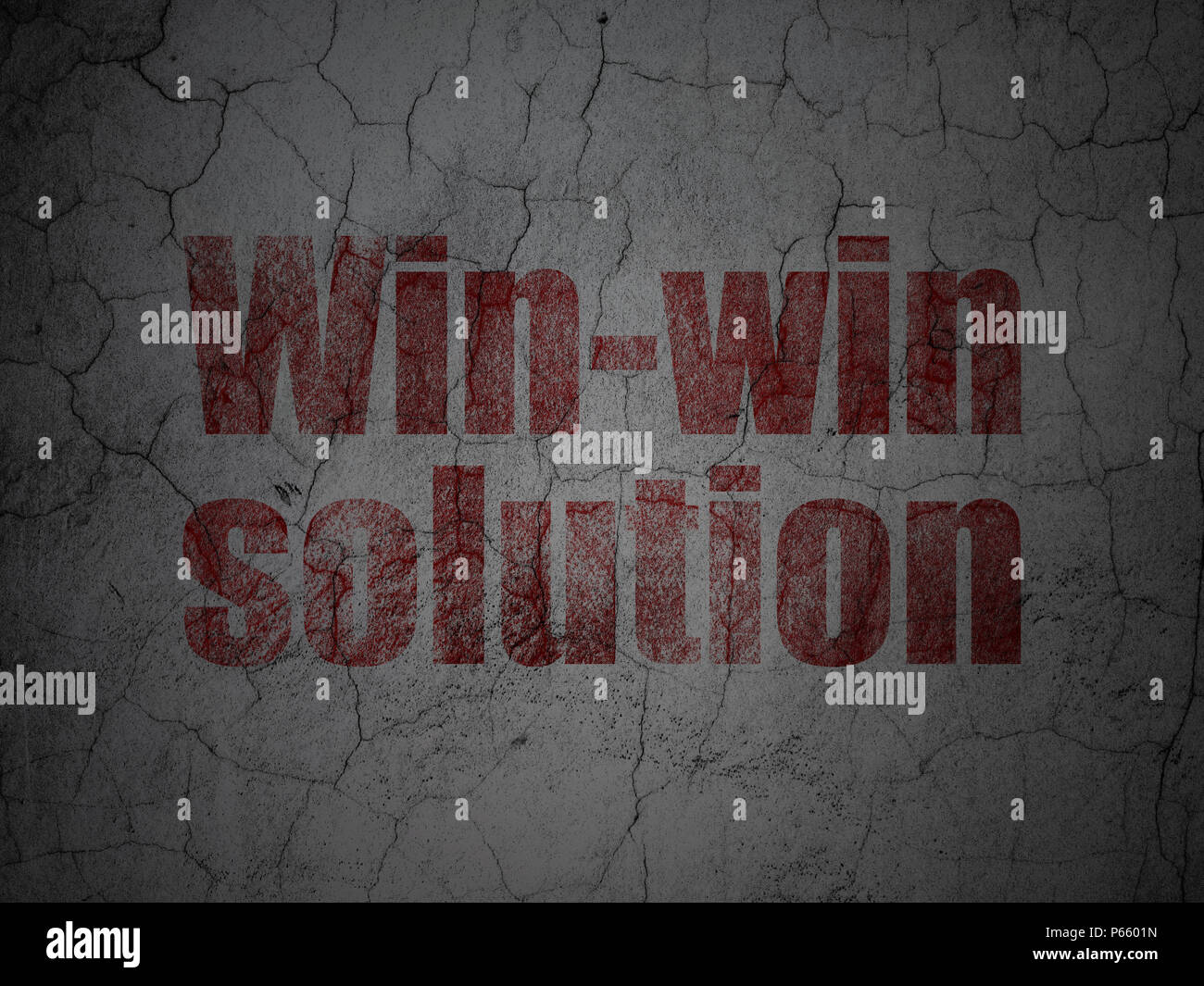 Business concept: Red Win-win Solution on grunge textured concrete wall ...
