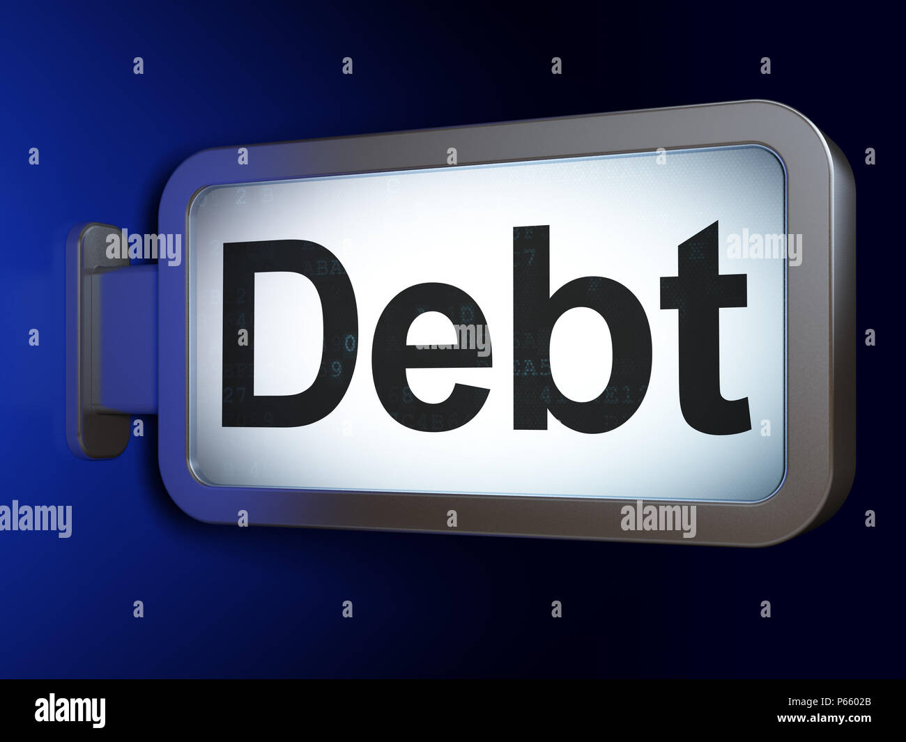 Business concept: Debt on advertising billboard background, 3D ...