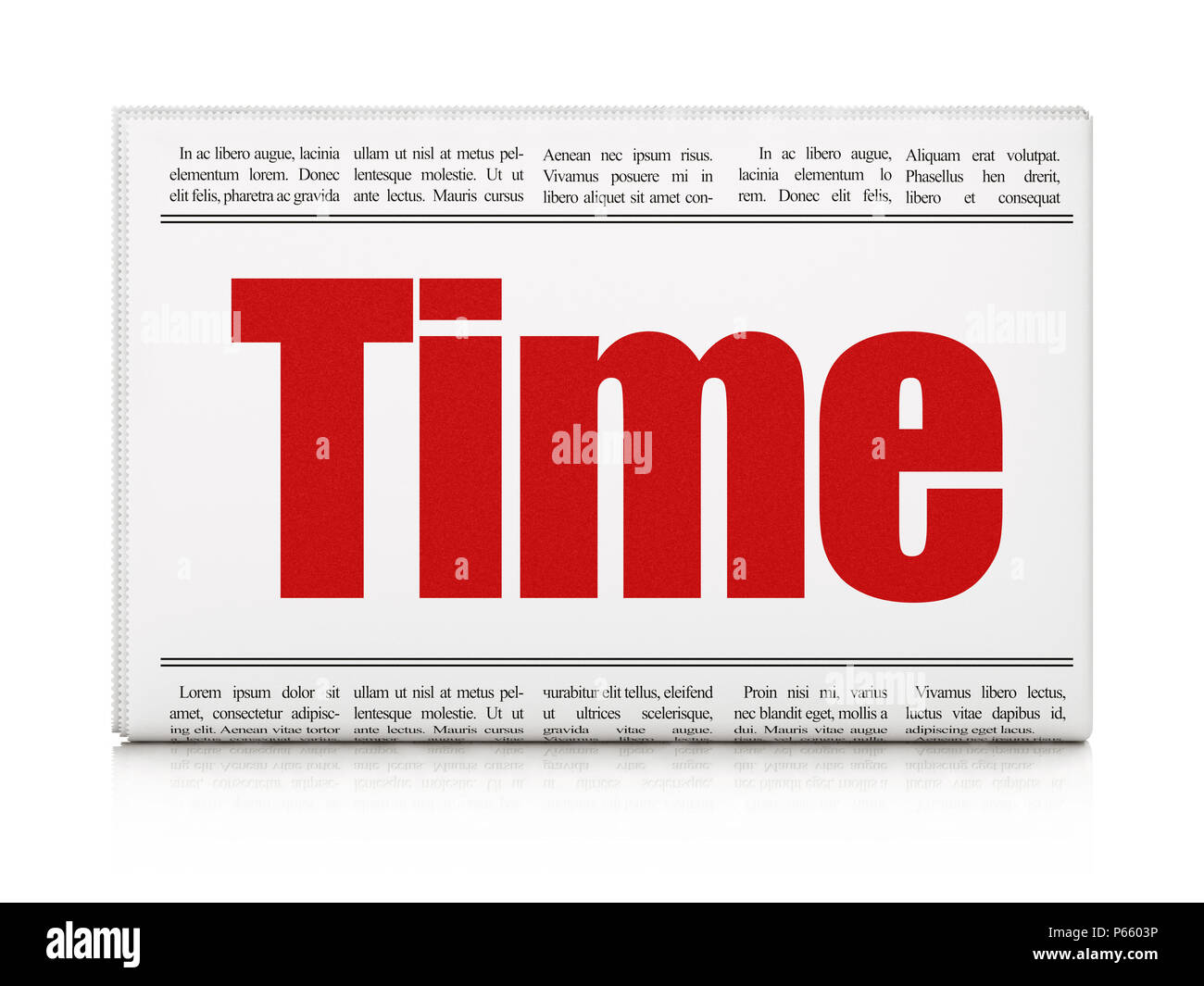Timeline concept: newspaper headline Time on White background, 3D ...