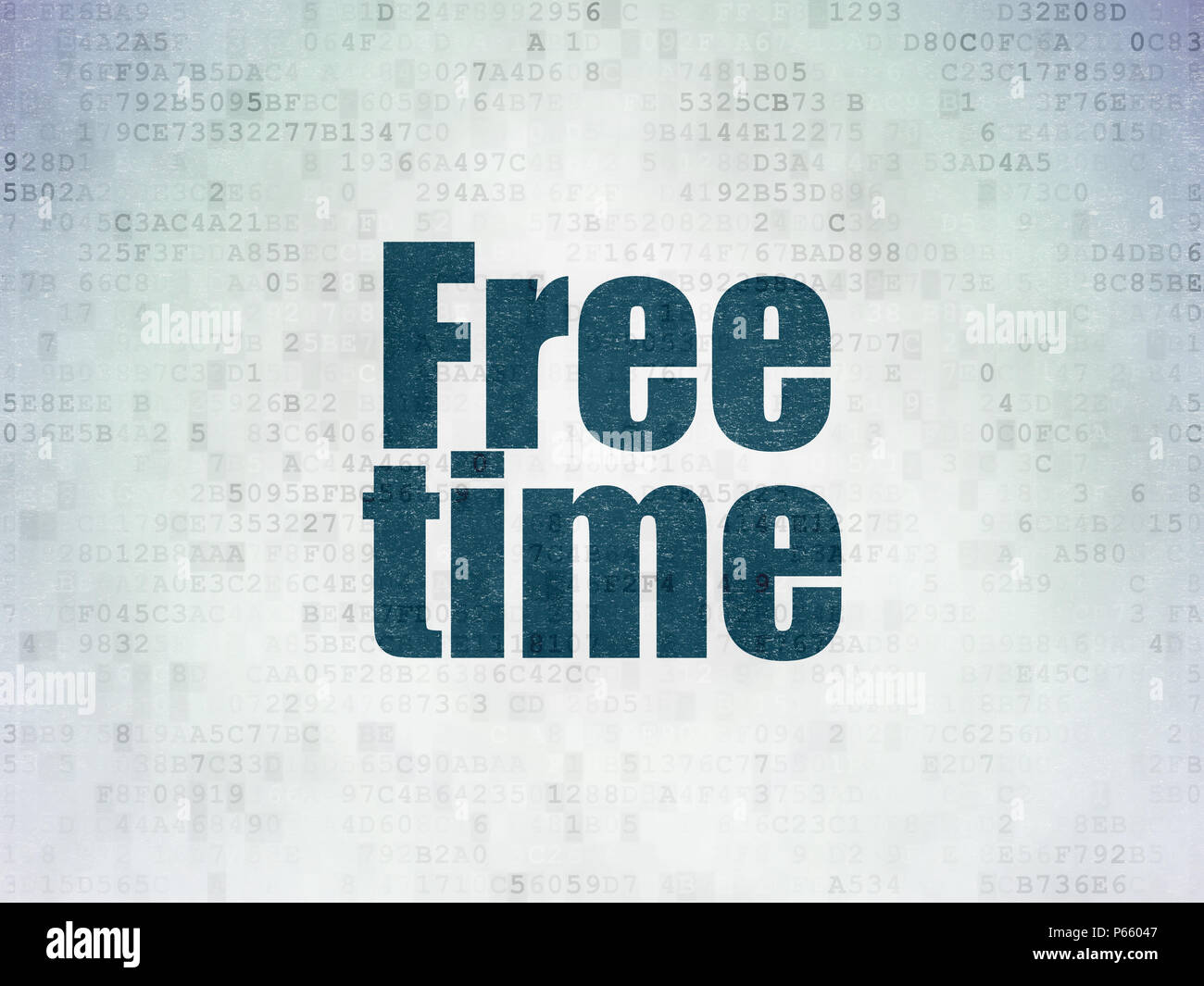 Timeline concept: Painted blue word Free Time on Digital Data Paper ...