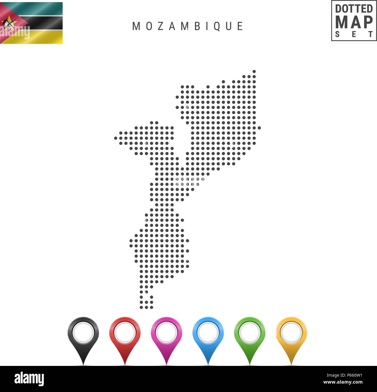 Dots Pattern Vector Map Of Mozambique Stylized Silhouette Of