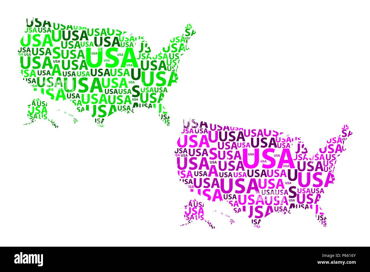 Sketch United States of America letter text map, USA - in the shape of ...