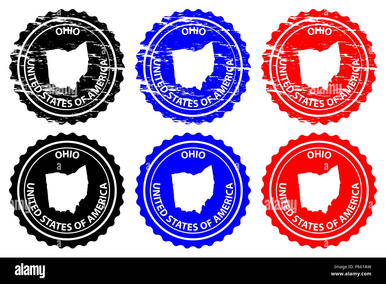 Ohio - rubber stamp - vector, Ohio (United States of America) map ...