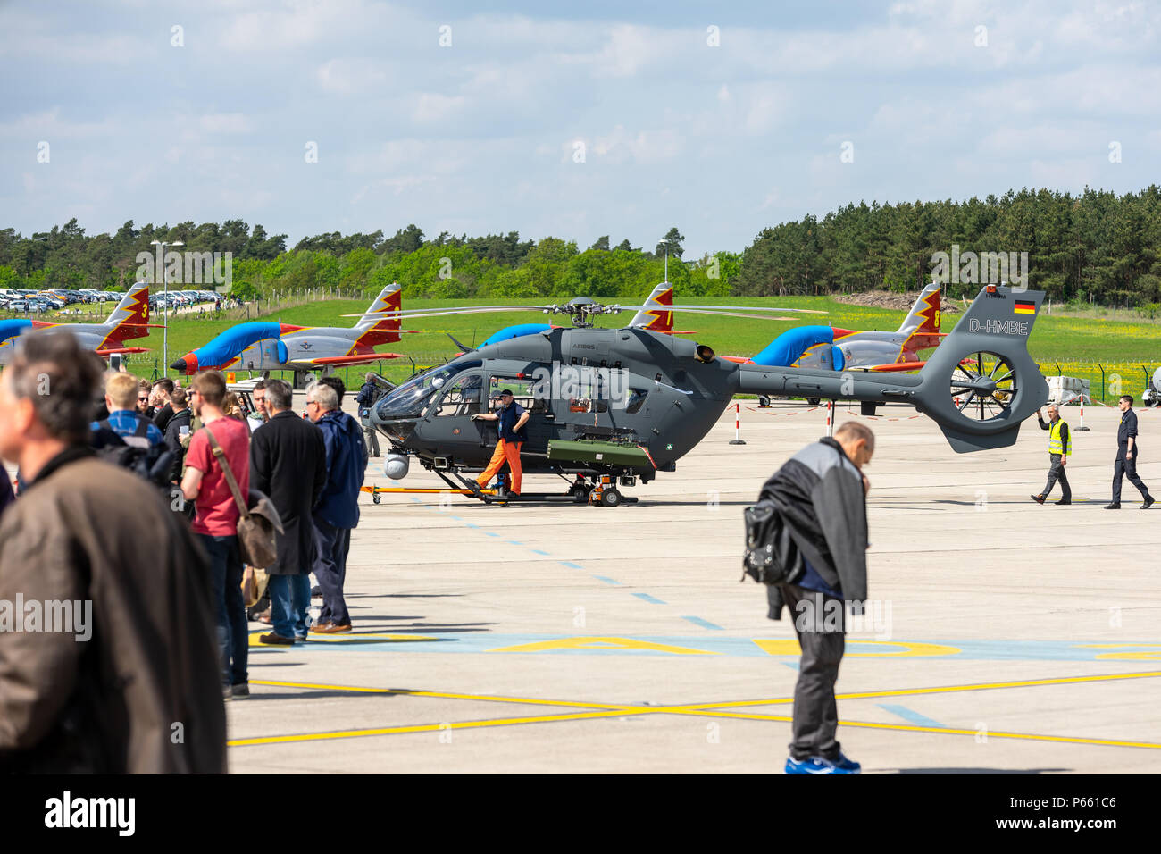 BERLIN, GERMANY - APRIL 27, 2018: Utility helicopter Airbus Helicopters H145M. German Army ...