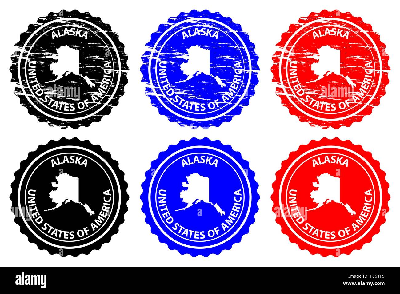 Alaska - rubber stamp - vector, Alaska (United States of America) map ...