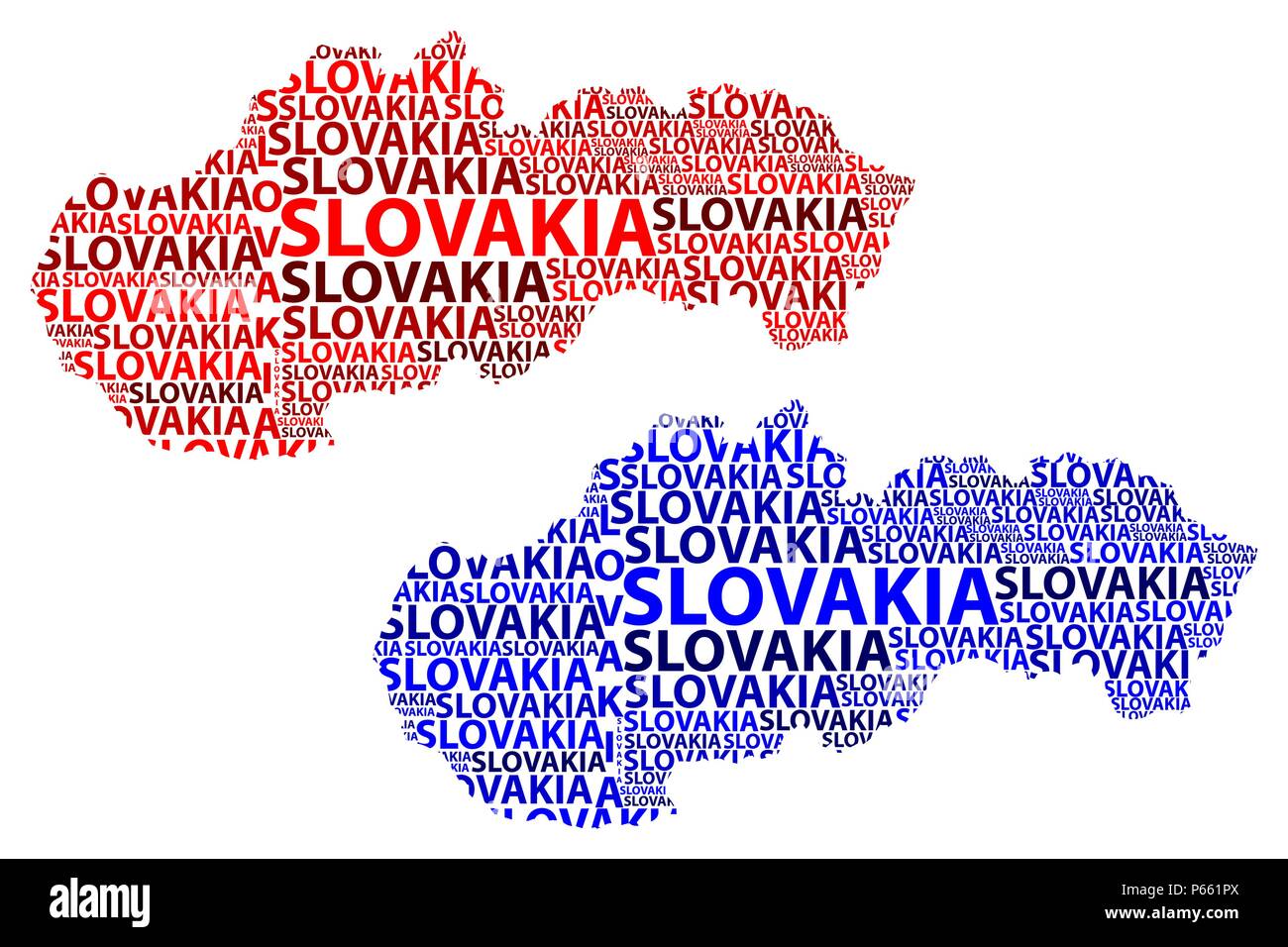 Sketch Slovakia letter text map, Slovak Republic - in the shape of the ...