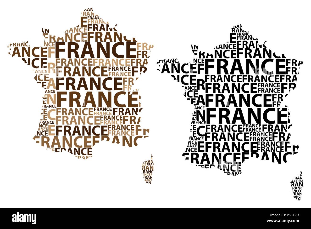Sketch France letter text map, French Republic - in the shape of the ...