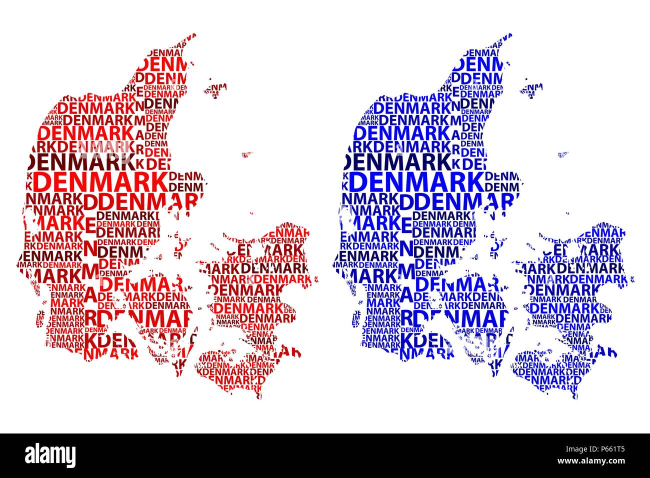 Sketch Denmark letter text map, Denmark - in the shape of the continent ...