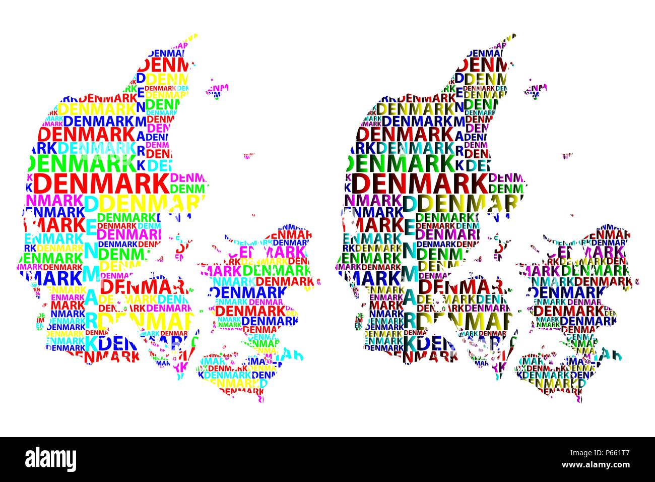 Sketch Denmark letter text map, Denmark - in the shape of the continent ...