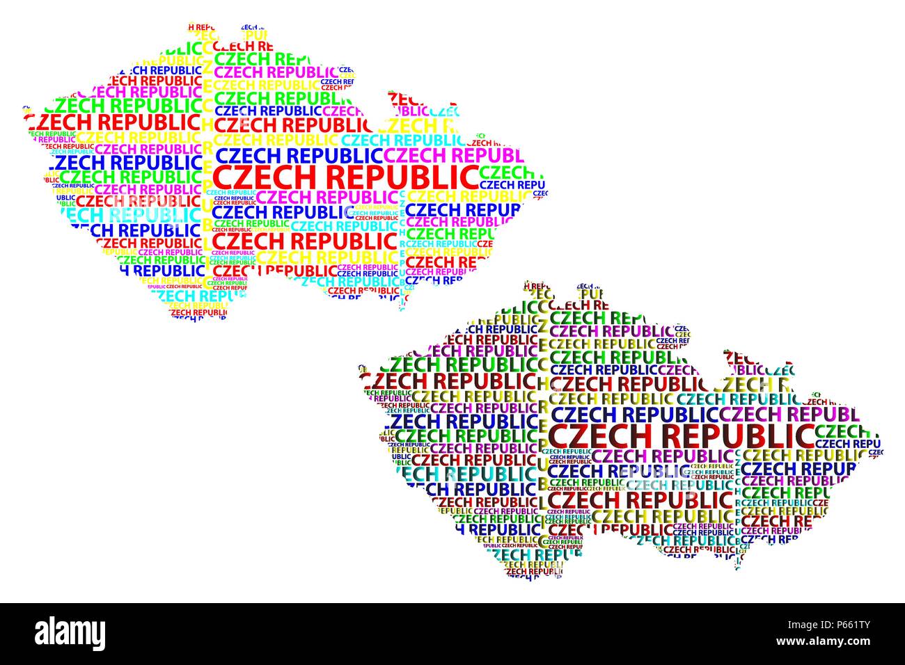 Sketch Czech Republic letter text map, Czechia - in the shape of the ...