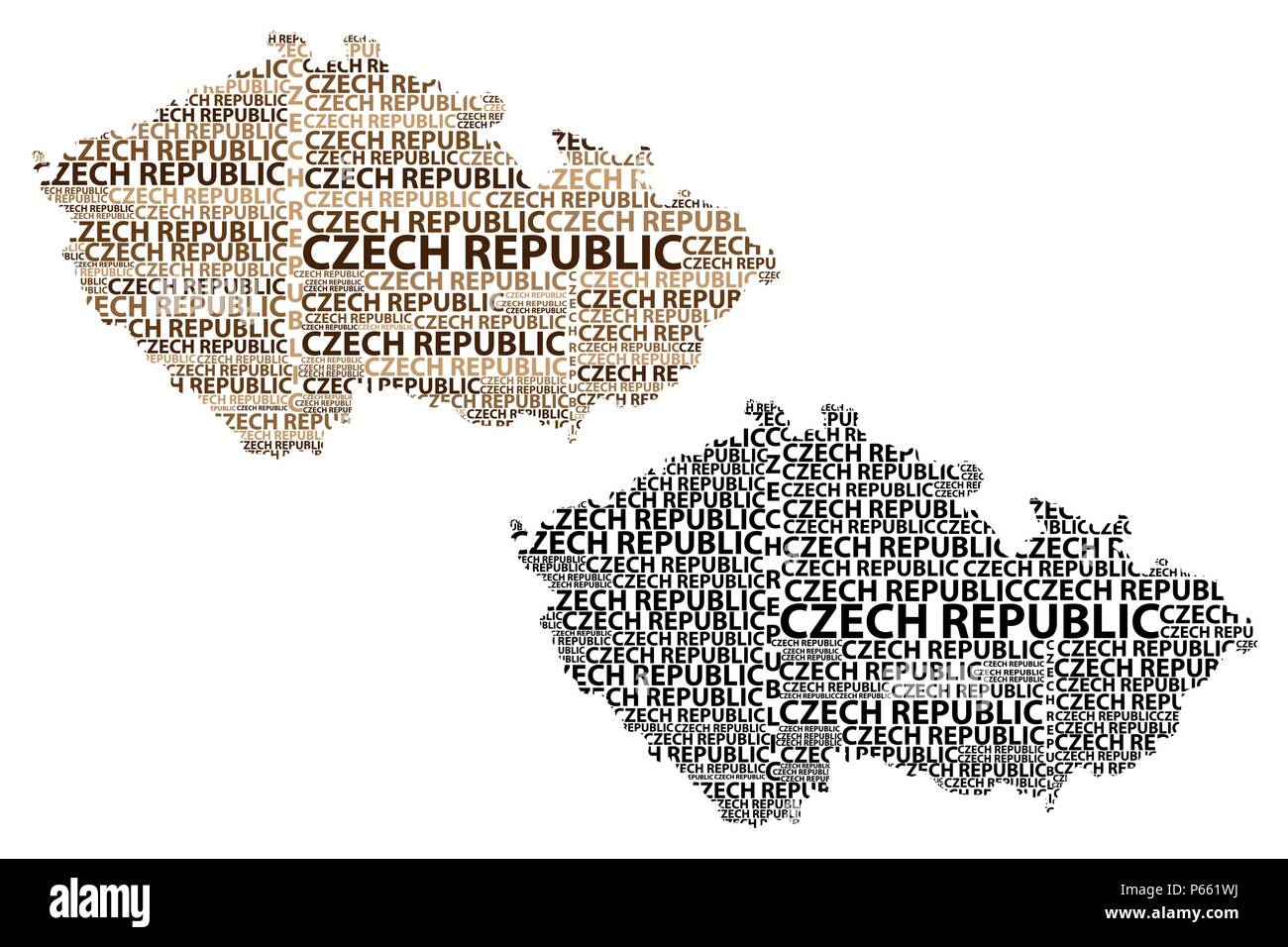 Sketch Czech Republic letter text map, Czechia - in the shape of the ...