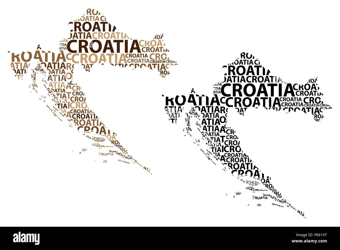 Sketch Croatia letter text map, Croatia - in the shape of the continent ...