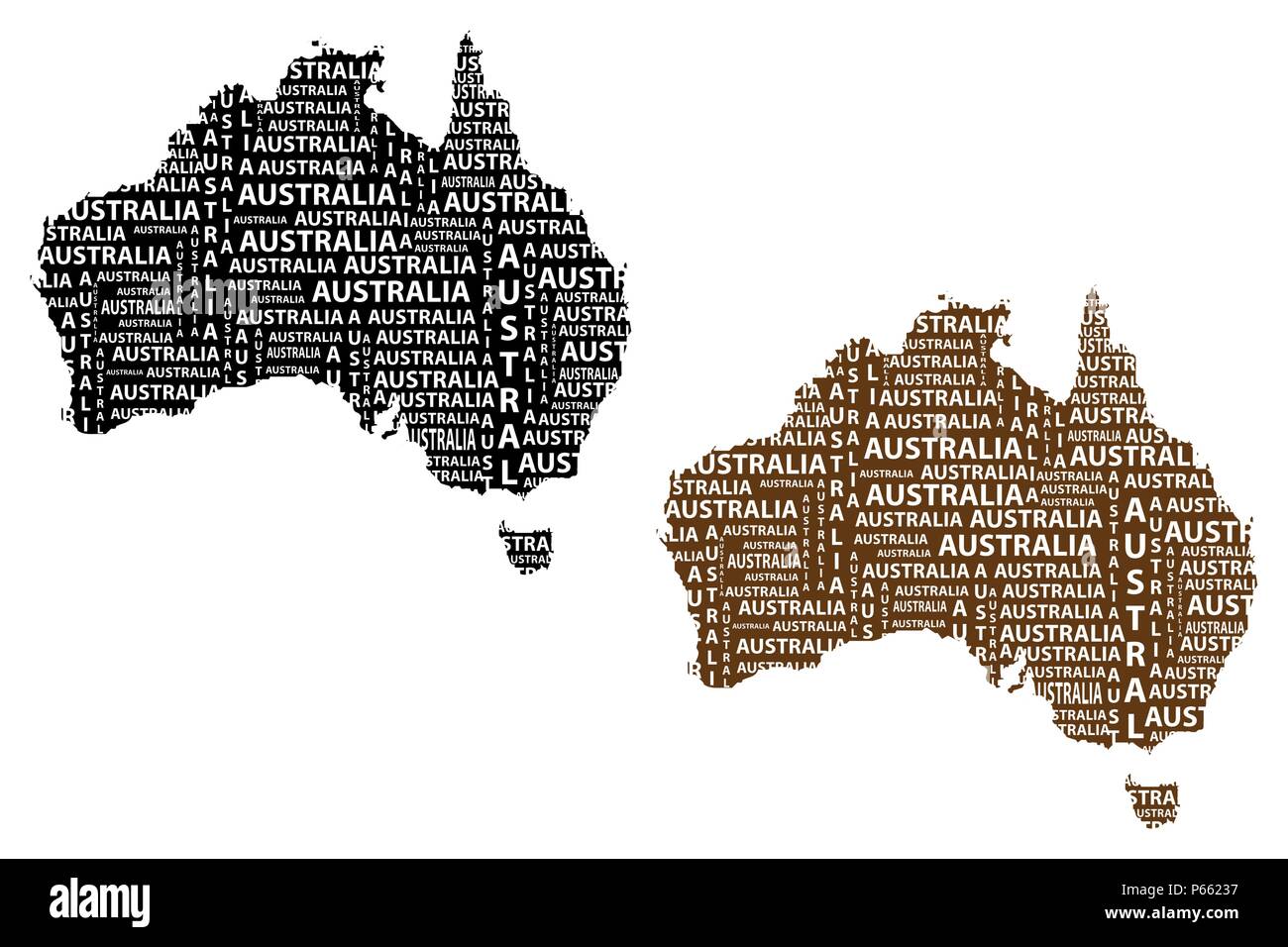 Sketch Australia letter text continent, Australia word - in the shape ...