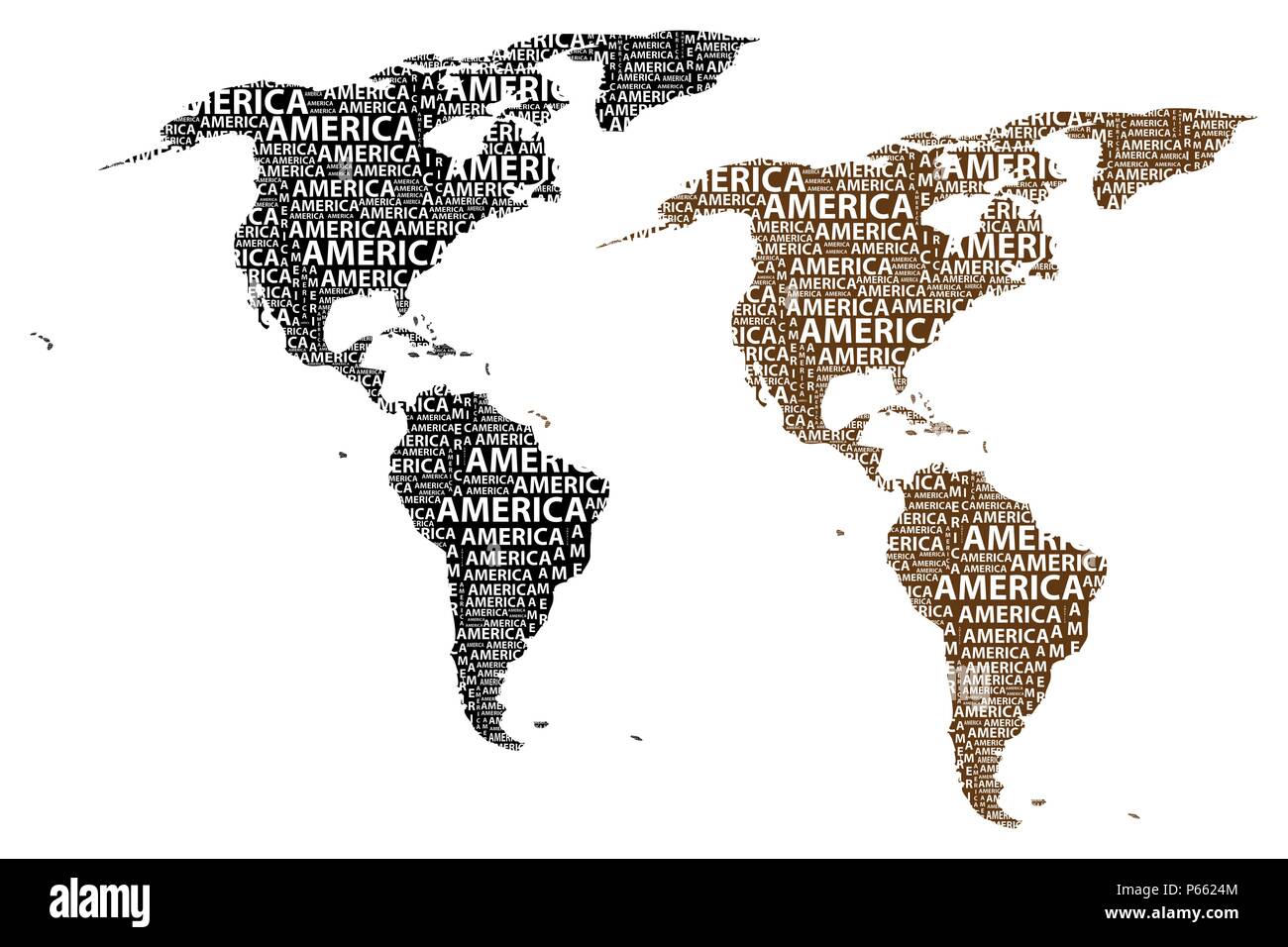Sketch America letter text continent, North and south America word - in ...