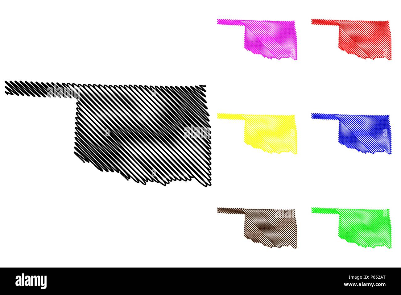 Oklahoma map vector illustration, scribble sketch Oklahoma map black ...