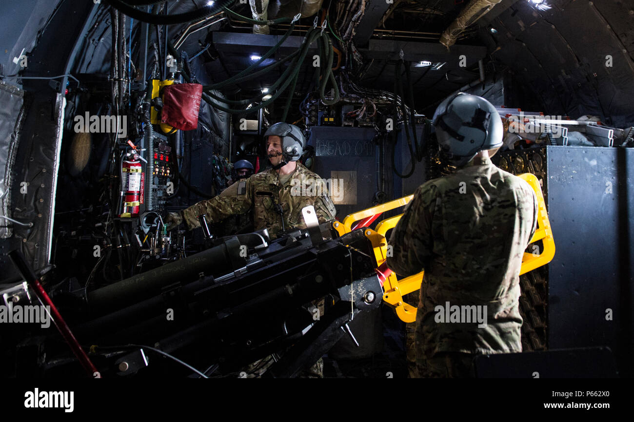 Aerial gunners with the 4th Special Operations Squadron operate the ...