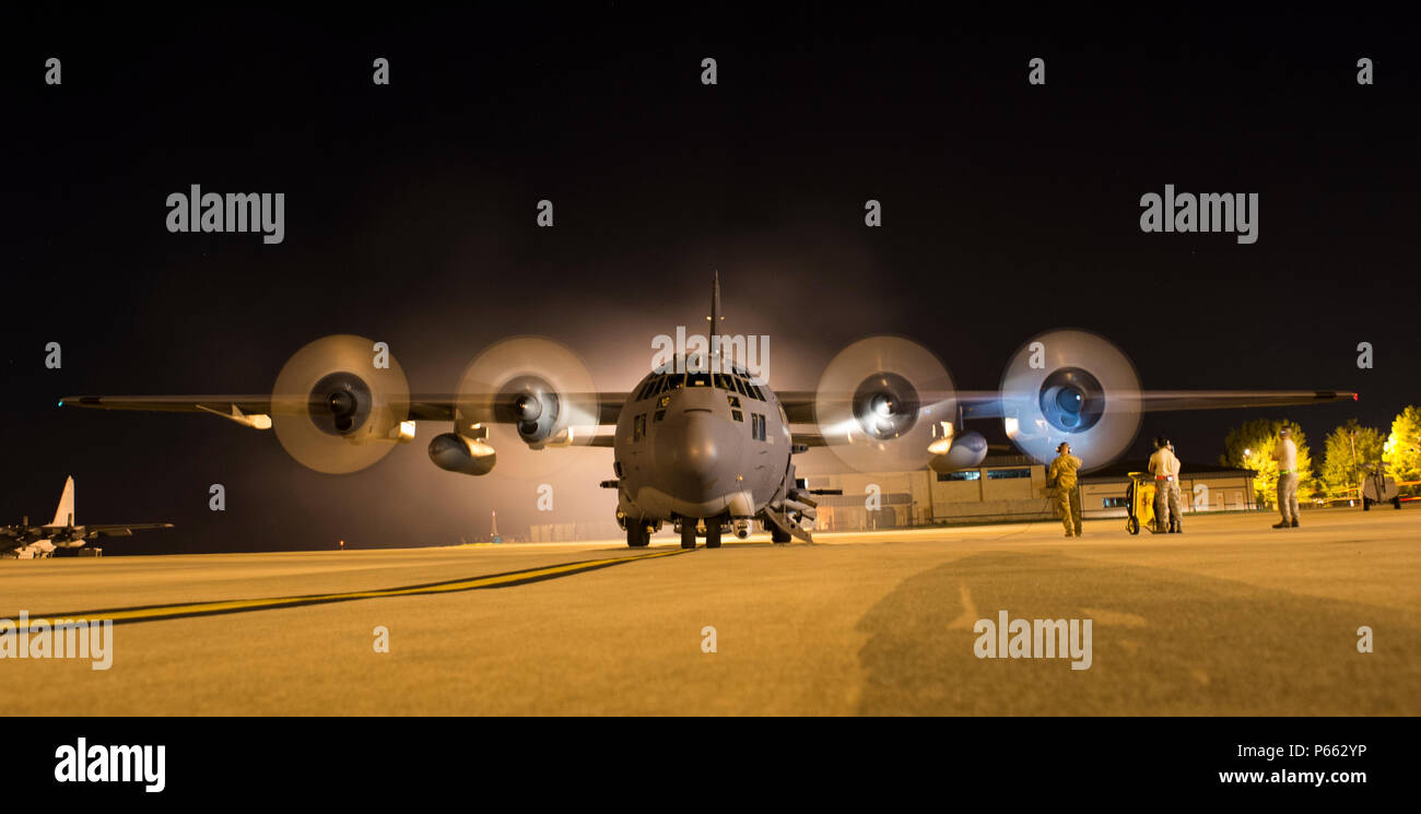 A U.S. Air Force AC-130U Spooky gunship from the 4th Special Operations ...