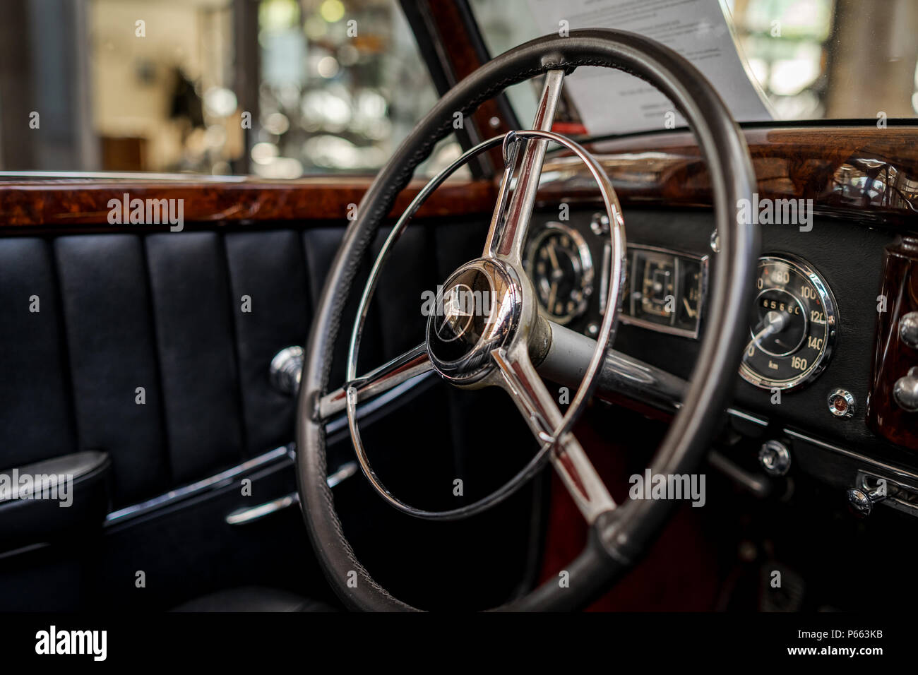 Interior of a full-size luxury car Mercedes-Benz 220 "Cabriolet A ...