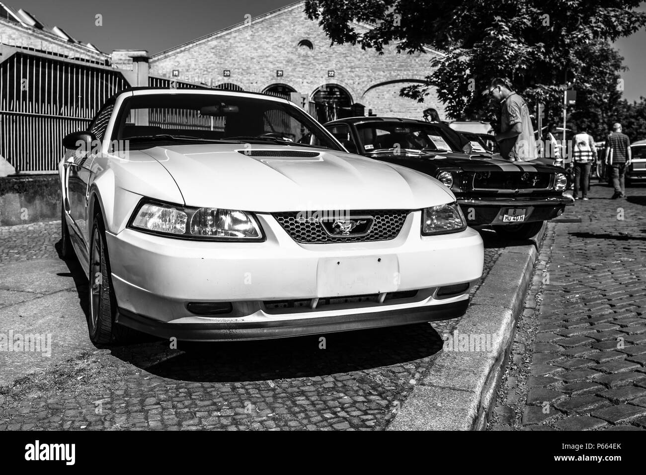 New white ford mustang Black and White Stock Photos & Images - Alamy