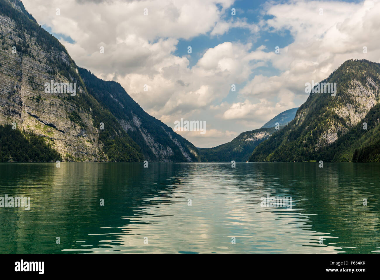 Konigssee lake, known as Germany's deepest and cleanest lake, southeast ...