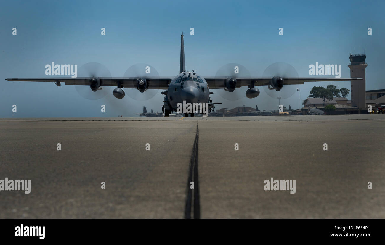A U.S. Air Force AC-130U Spooky prepares for takeoff during Emerald ...