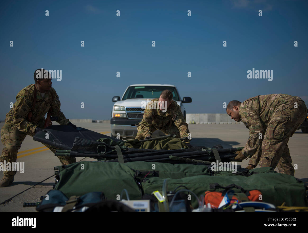 Members of the 455th Expeditionary Aeromedical Evacuation Squadron ...