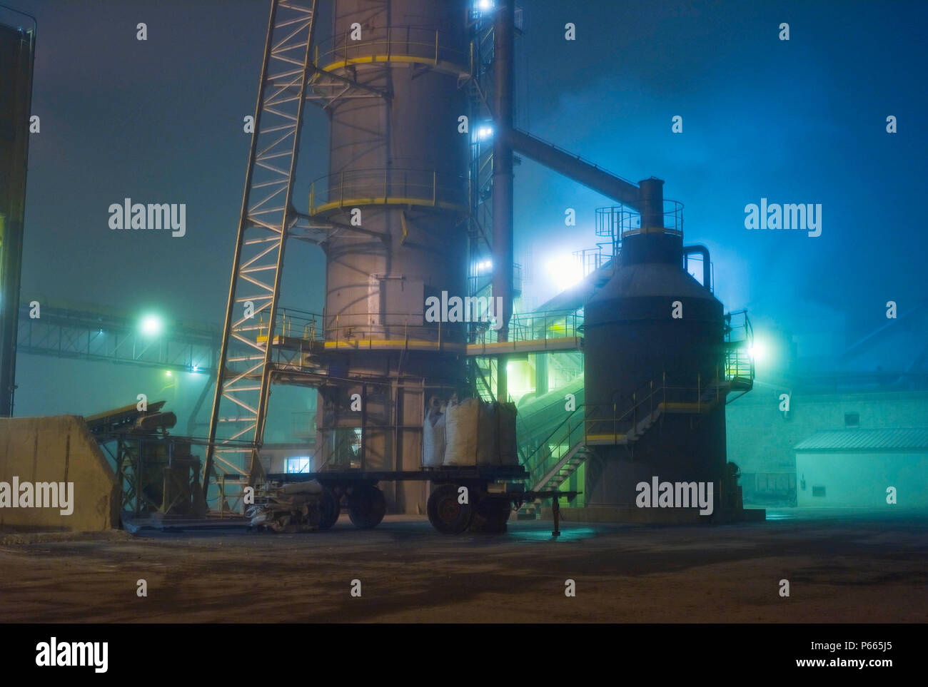 Sugar factory, Picardie, France, night Stock Photo - Alamy