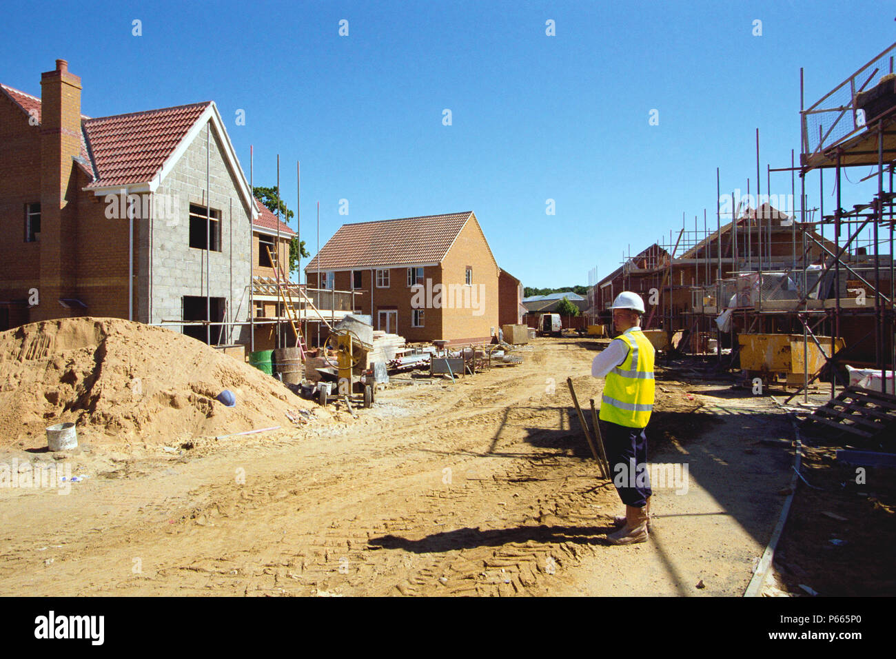Construction new houses, England. This housing development is part of ...