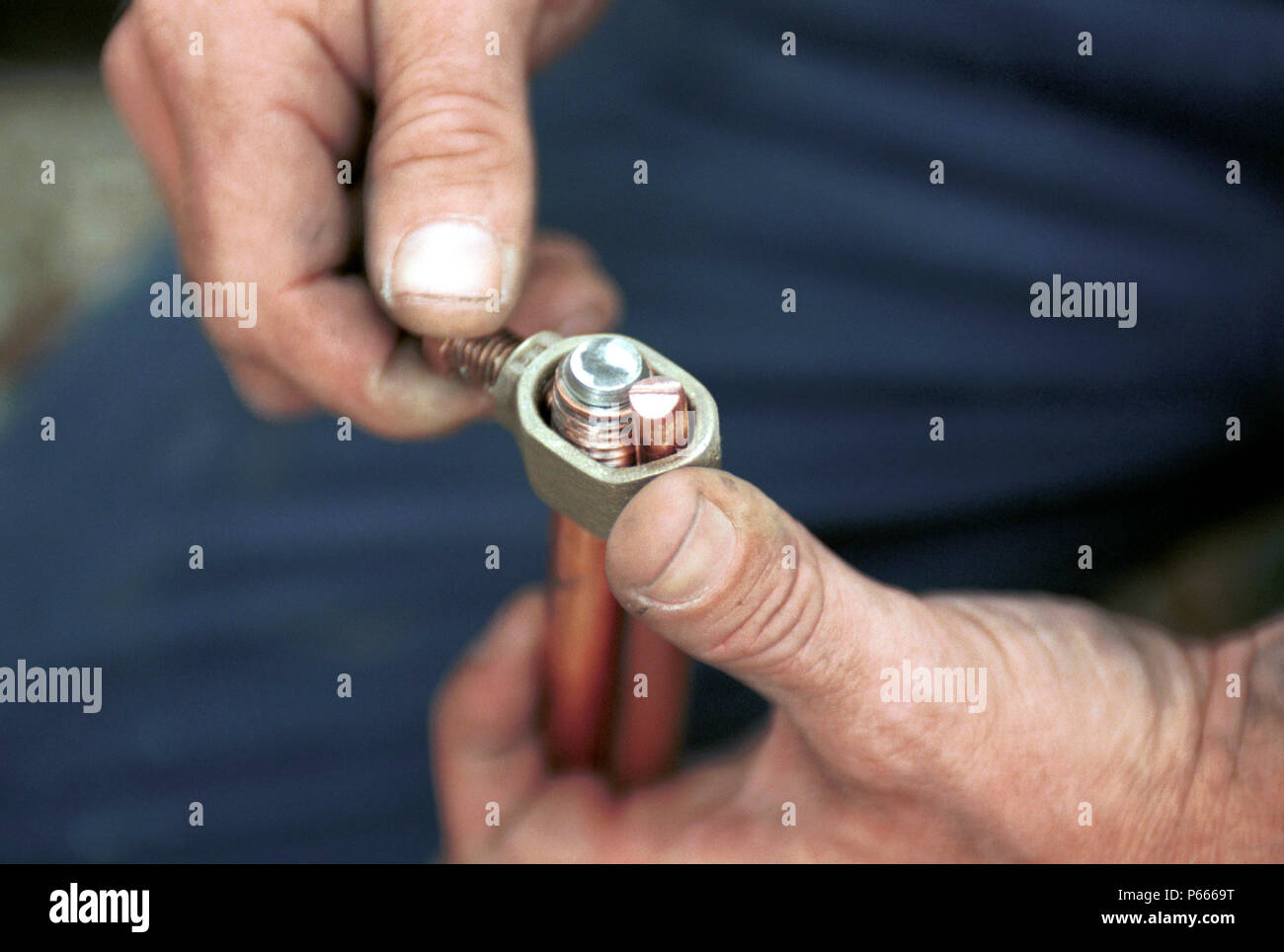 Lightning Conductor Engineering. Installating a test point Stock Photo ...