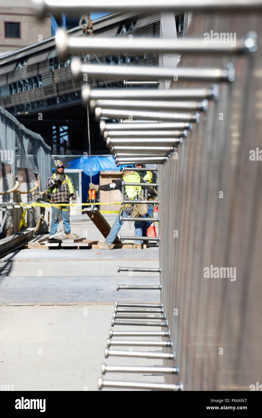 Welded steel fabrication, World Trade Centre construction site, Lower ...