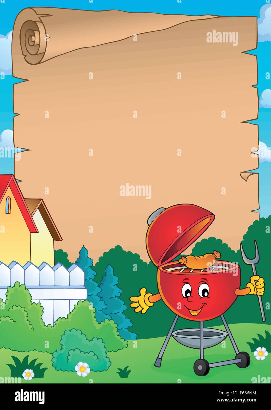 Barbeque theme parchment 3 - eps10 vector illustration Stock Vector ...