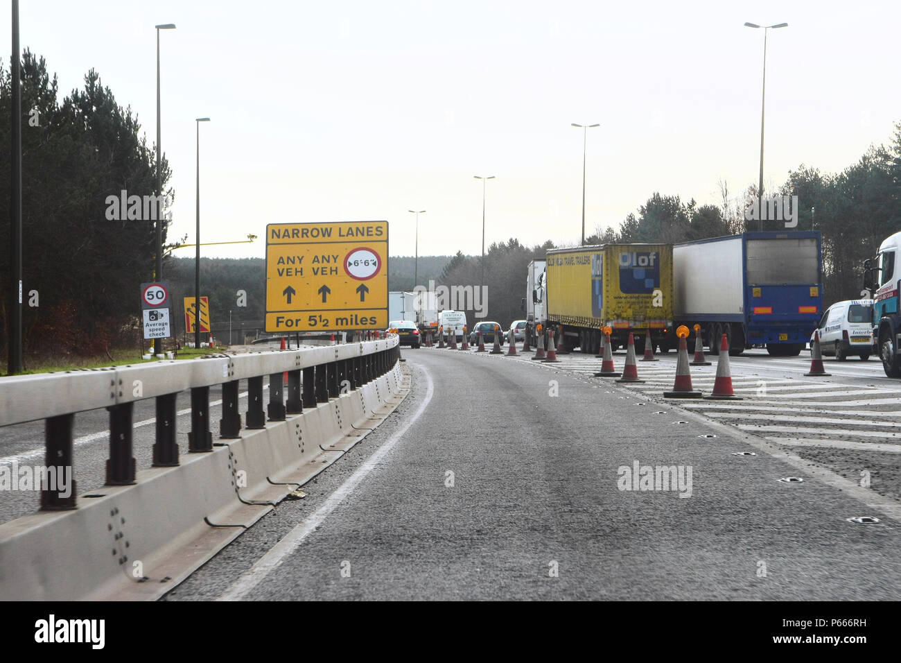 Roadworks during M1 widening project between junctions 25 and 28 ...