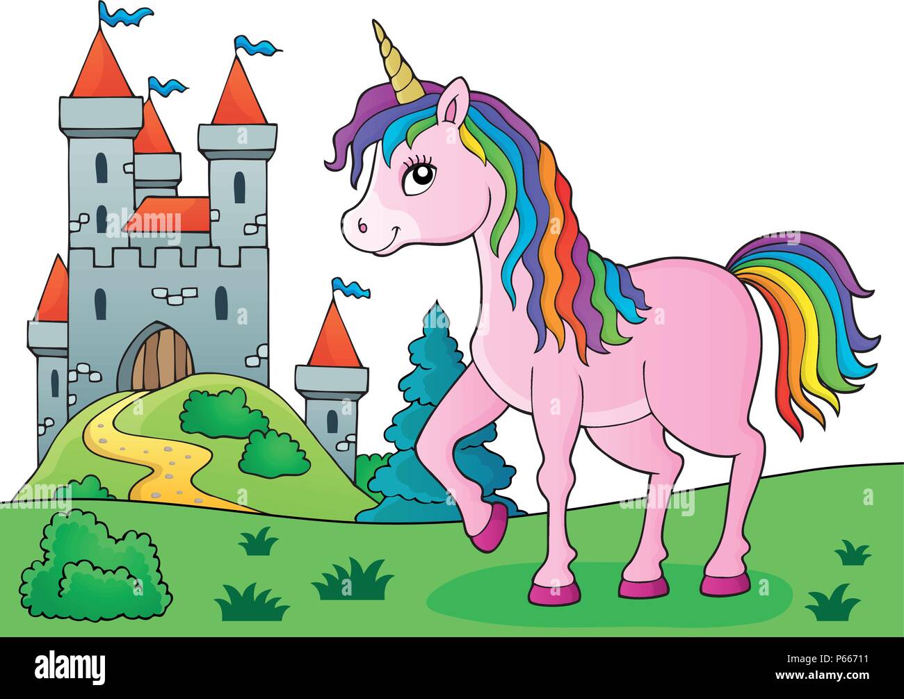 Happy Unicorn Topic Image 5 Eps10 Vector Illustration Stock Vector
