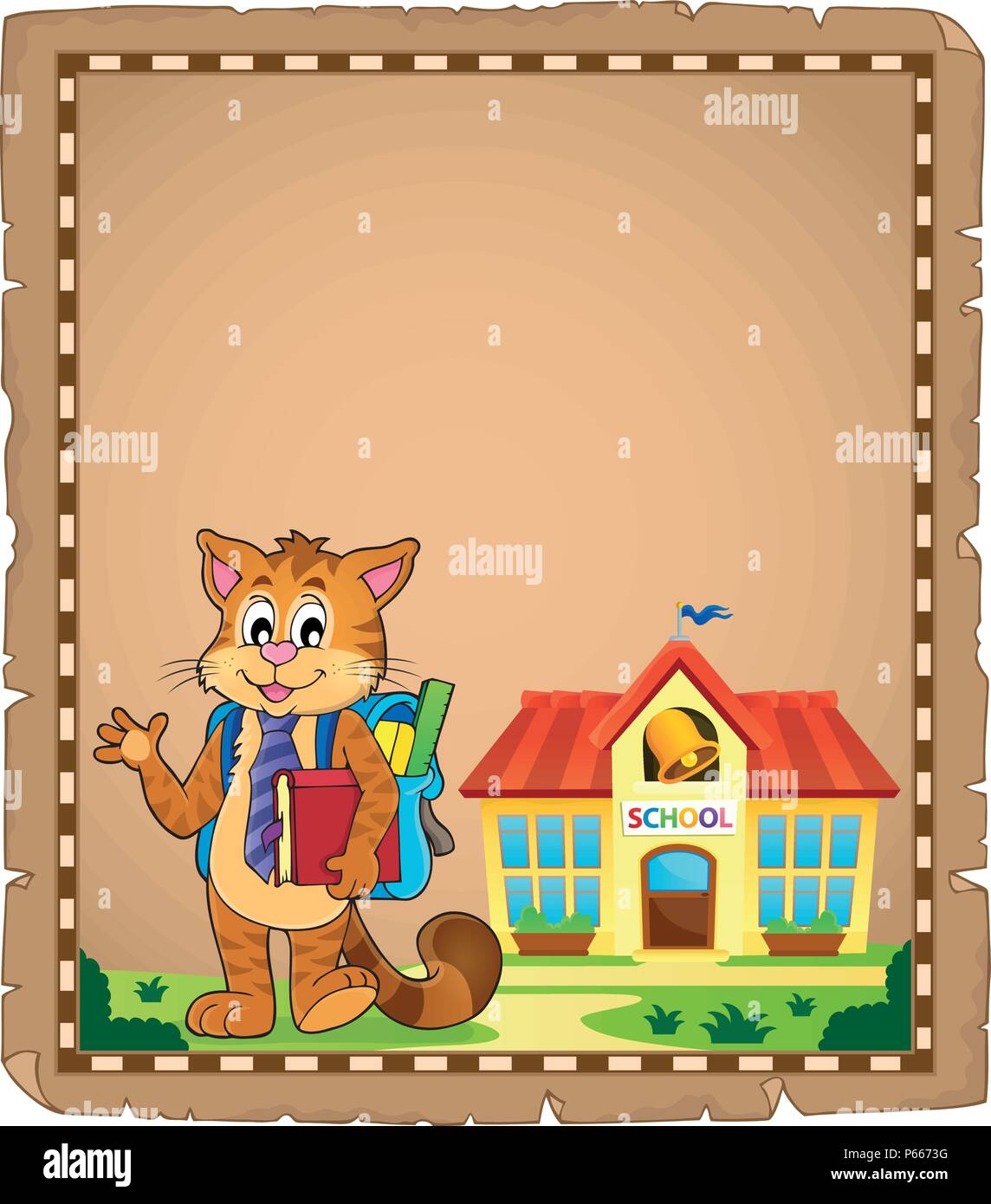 School cat theme parchment 1 - eps10 vector illustration Stock Vector ...