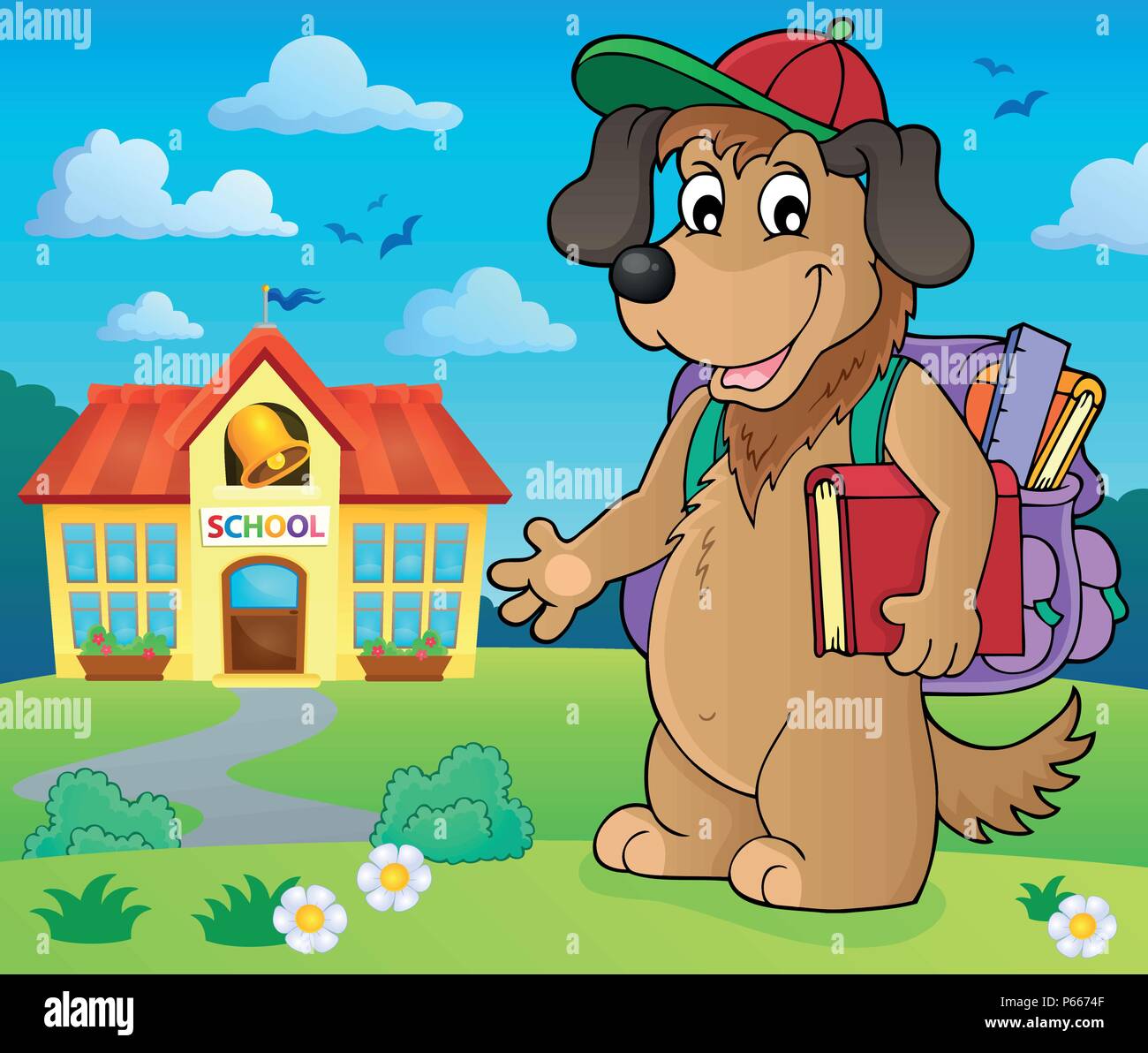 School dog theme image 2 - eps10 vector illustration Stock Vector Image ...