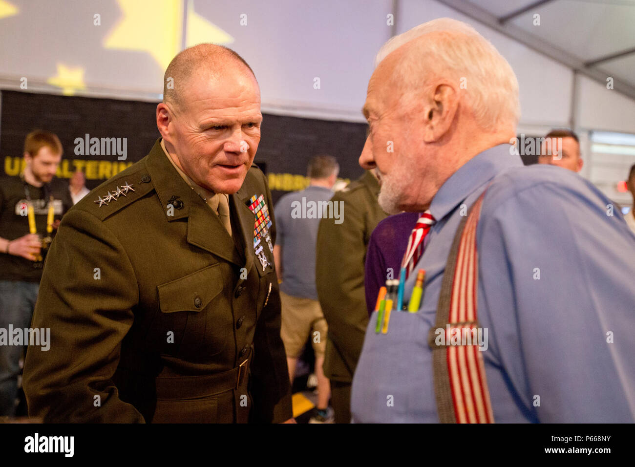 Commandant of the Marine Corps Gen. Robert B. Neller, left, speaks with ...