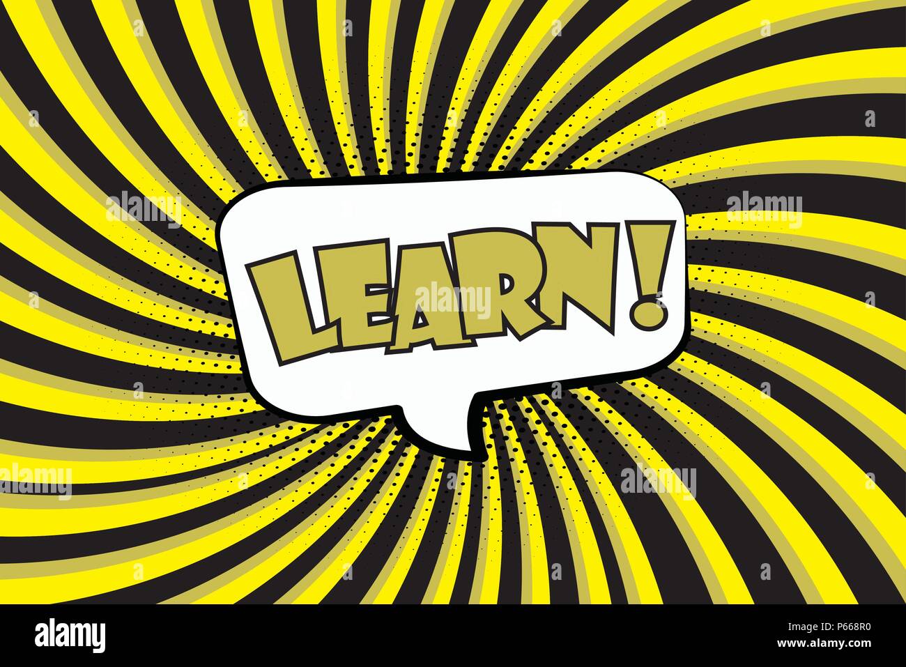Learn!- Comic sound effects in pop art style. Burst best graphic effect ...