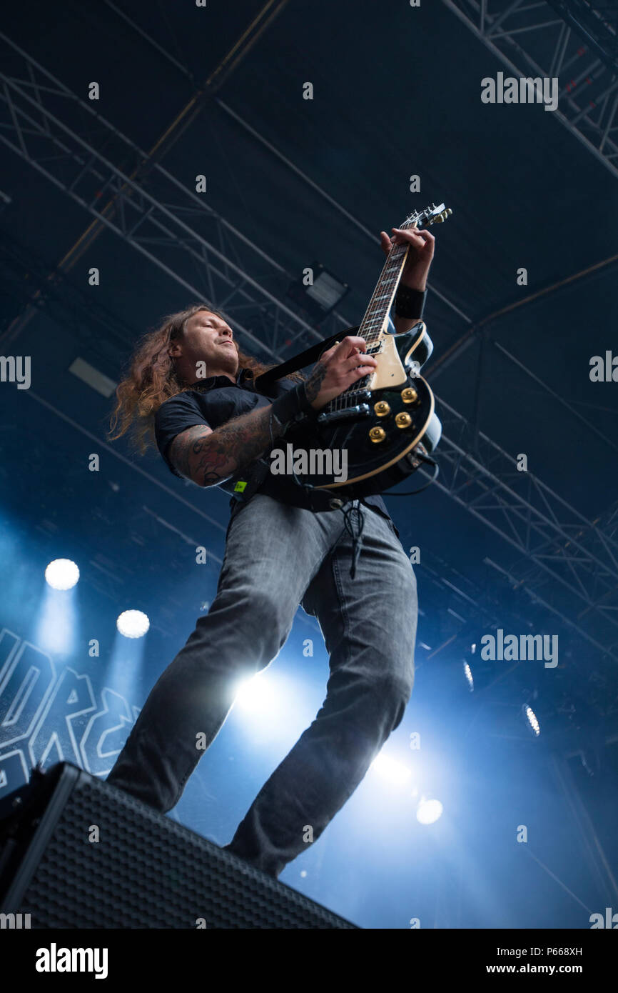 Norway, Bergen - June 12, 2018. The Norwegian hard rock band Audrey ...