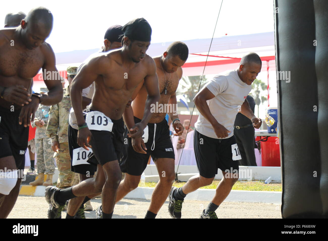 Haitian competitors start the 6.4 kilometer race in Fuerzas Comando ...