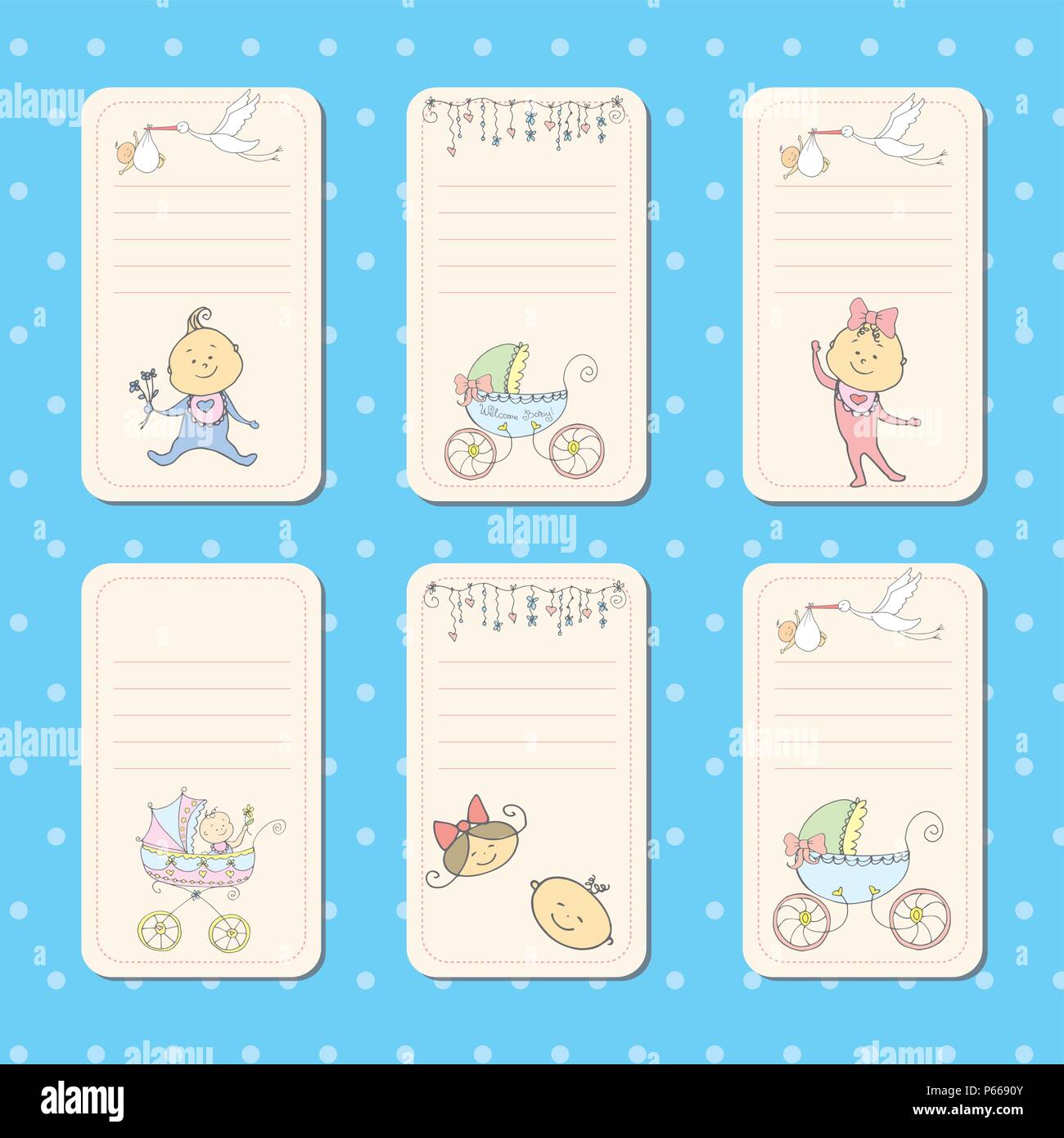 Set of cards for newborn baby. Vector templates for scrapbooking ...