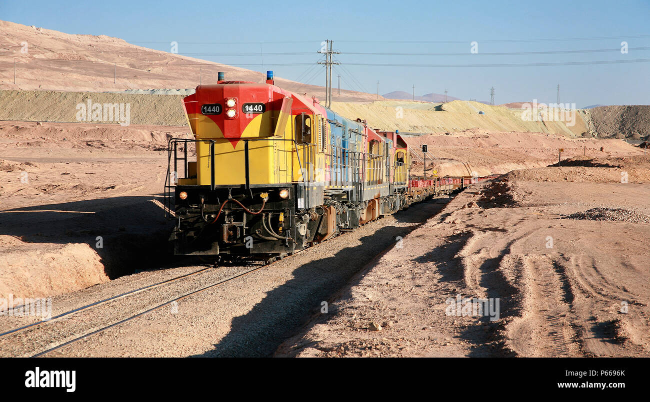 Train Transporting Copper Cathodes From Escondida Open Cast Copper Mine ...
