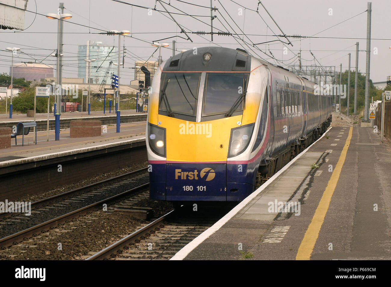 First Group train standing at platform Stock Photo - Alamy