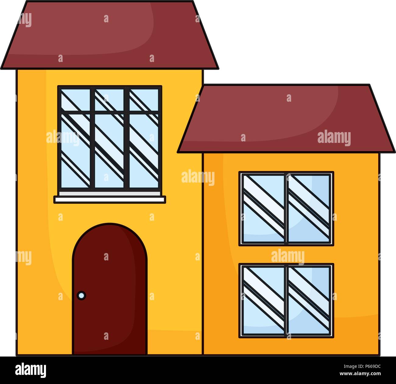 Two Floors House Icon over white background, colorful design. vector ...