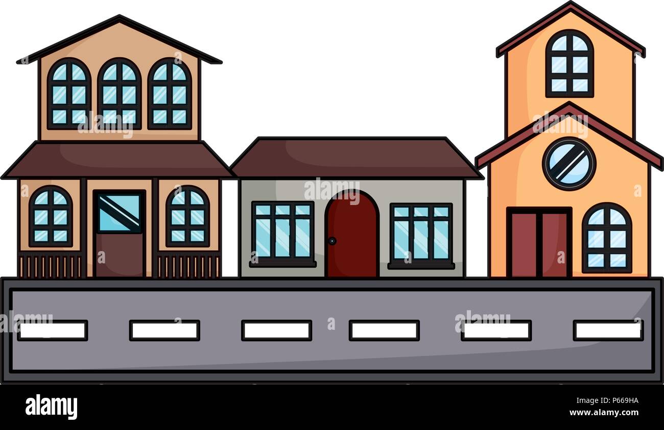 Street with houses over white background, vector illustration Stock ...