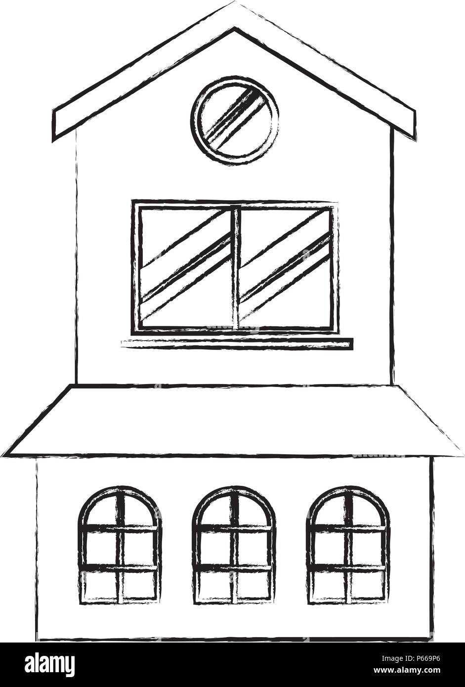 Two Floors House Icon over white background, vector illustration Stock ...