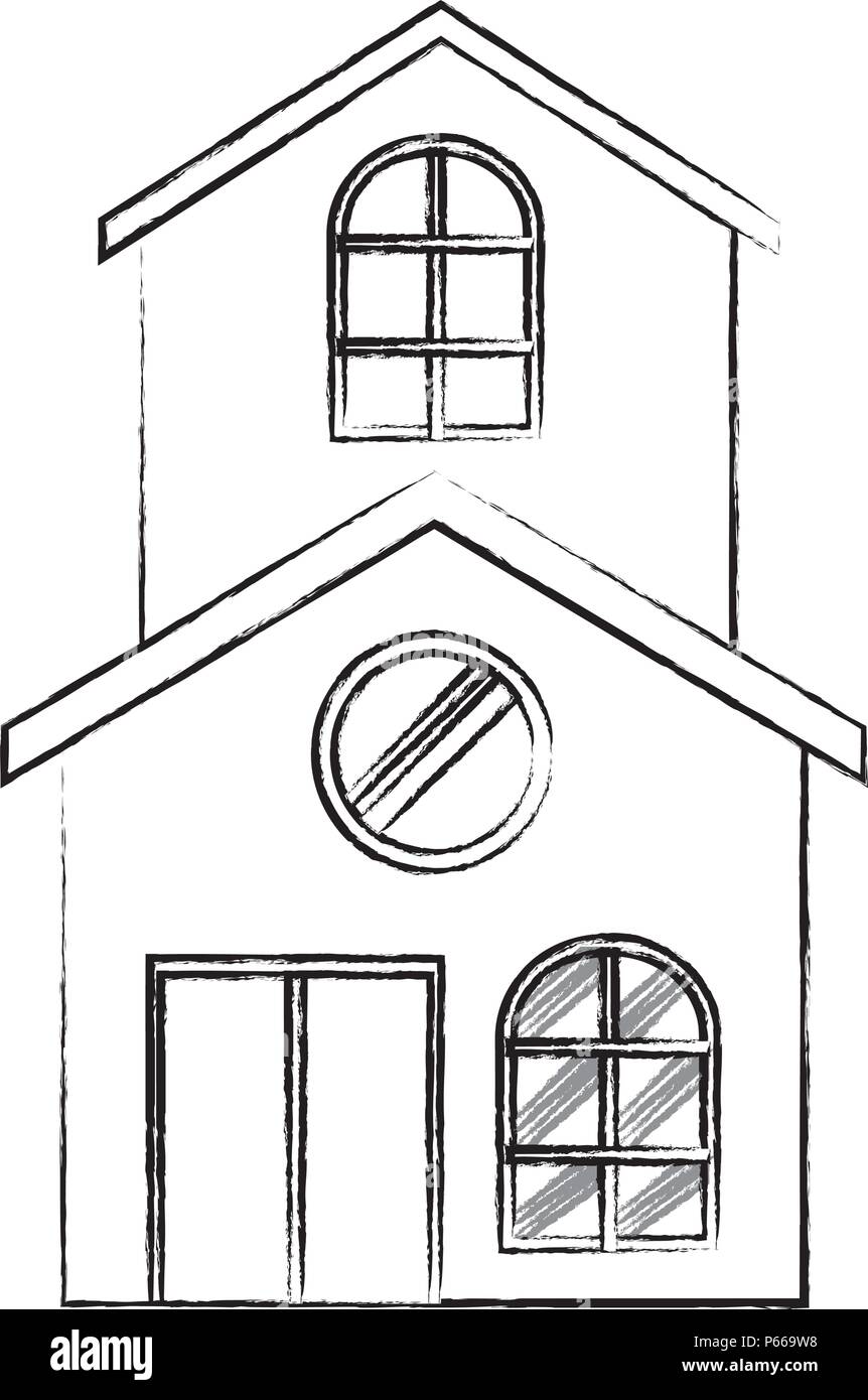 Two Floors House Icon over white background, vector illustration Stock ...